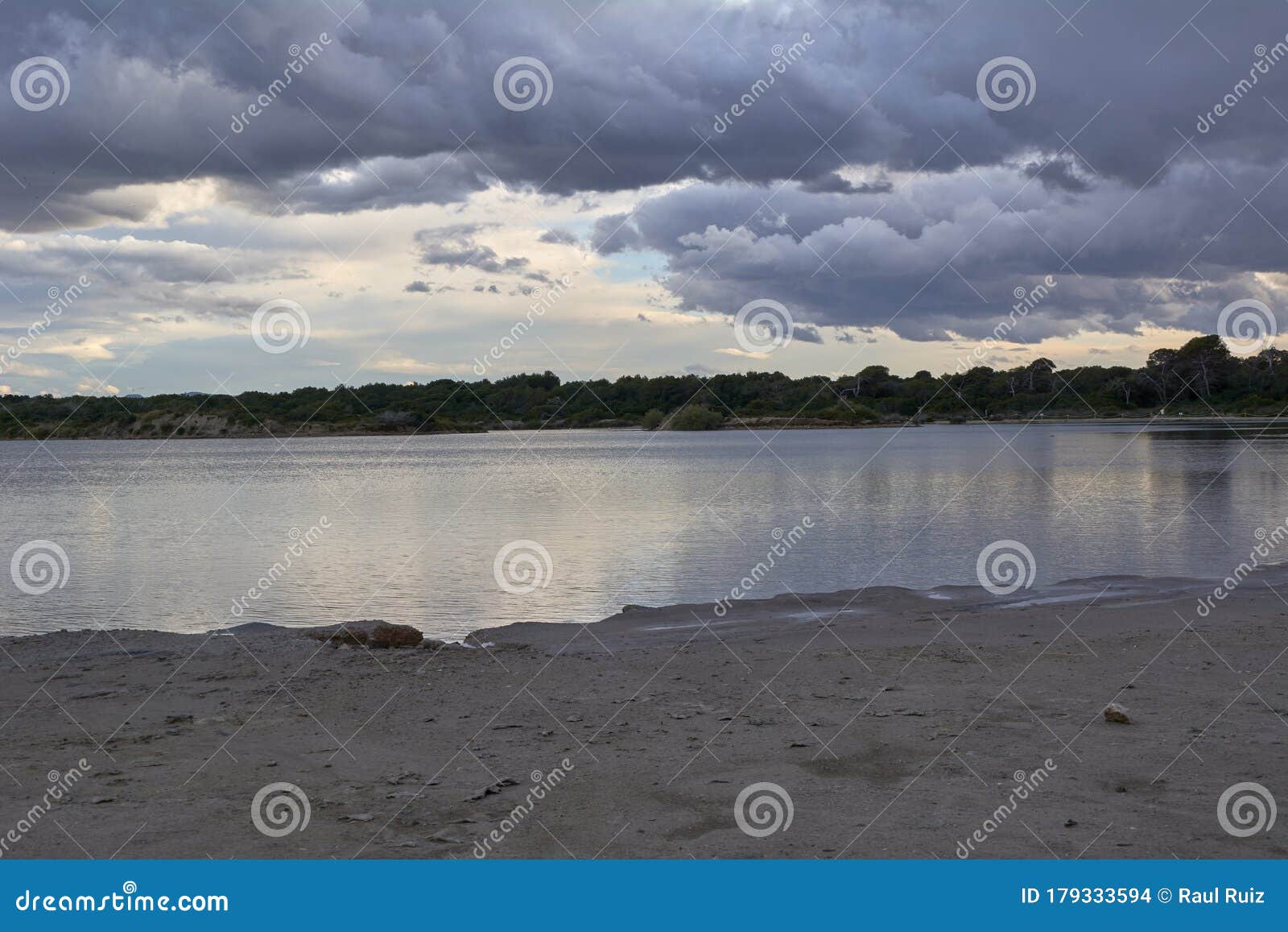 Lake with Calm Waters after the Storm Stock Photo - Image of bright ...