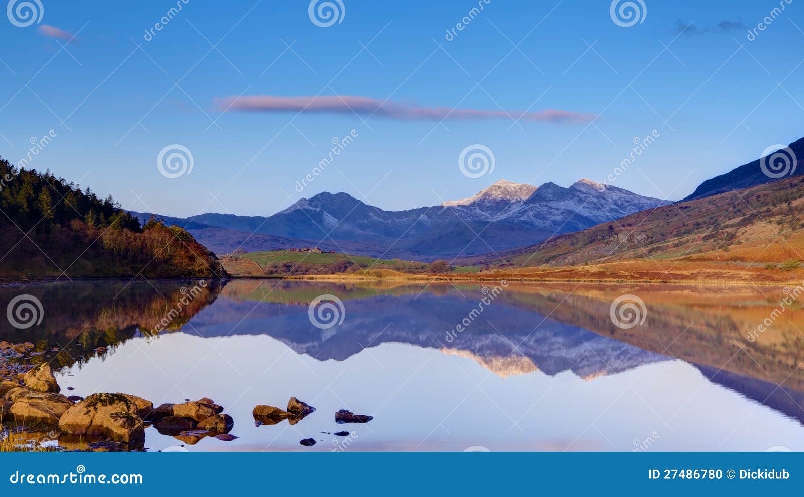 Lake at Capel Curig with Snowdon Behind Stock Photo - Image of ...