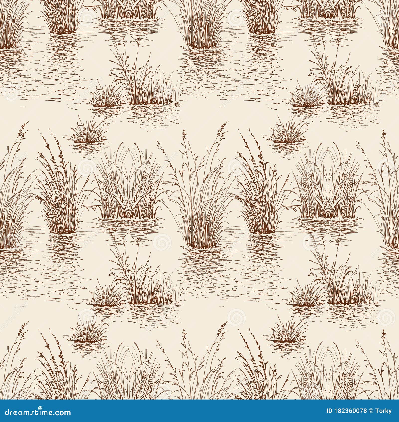 Lake and Cattail Seamless Pattern Stock Vector - Illustration of ripple ...