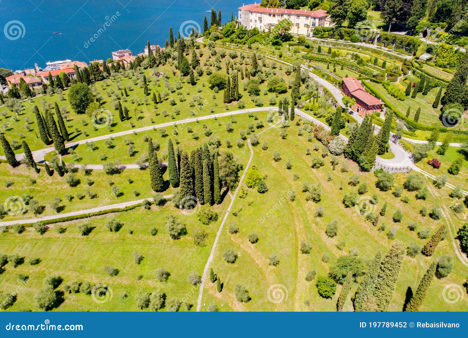 Bellagio - Pescallo - Lake Como IT - Park And Villa Serbelloni - Aerial ... Bellagio - Pescallo - Lake Como IT - Park And Villa Serbelloni - Aerial ...