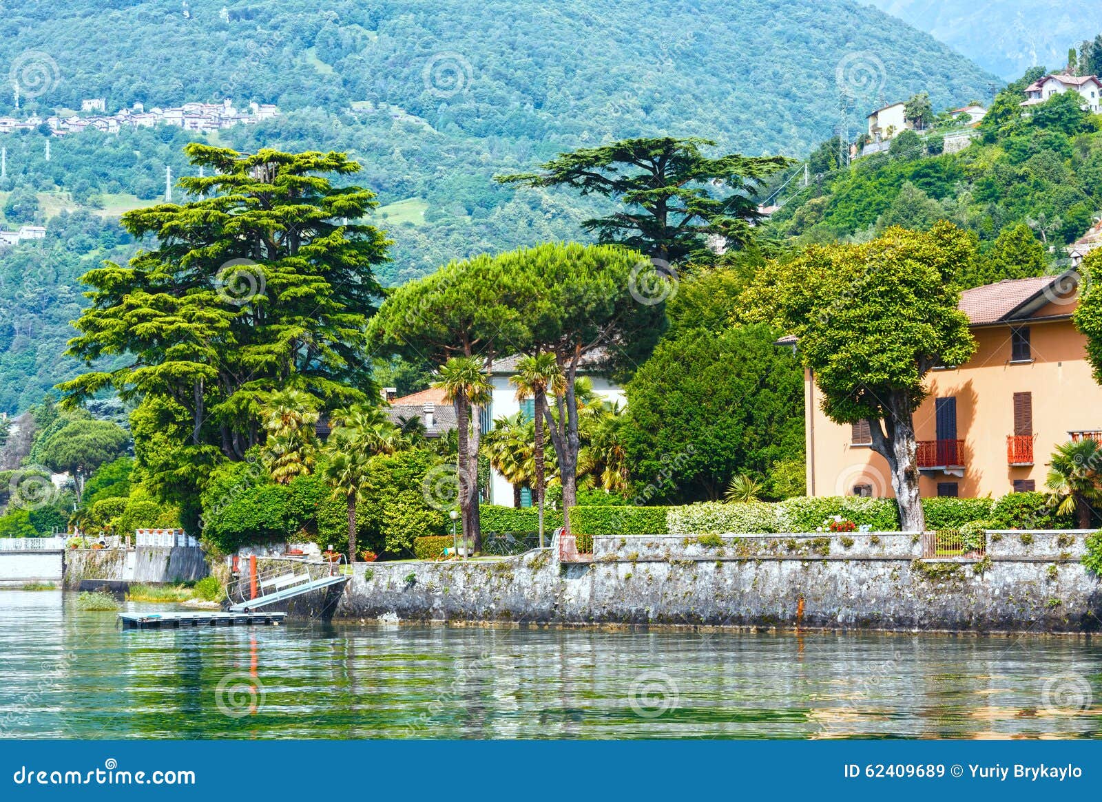 Lake Como (Italy) Shore View. Stock Image - Image of hill, como: 62409689