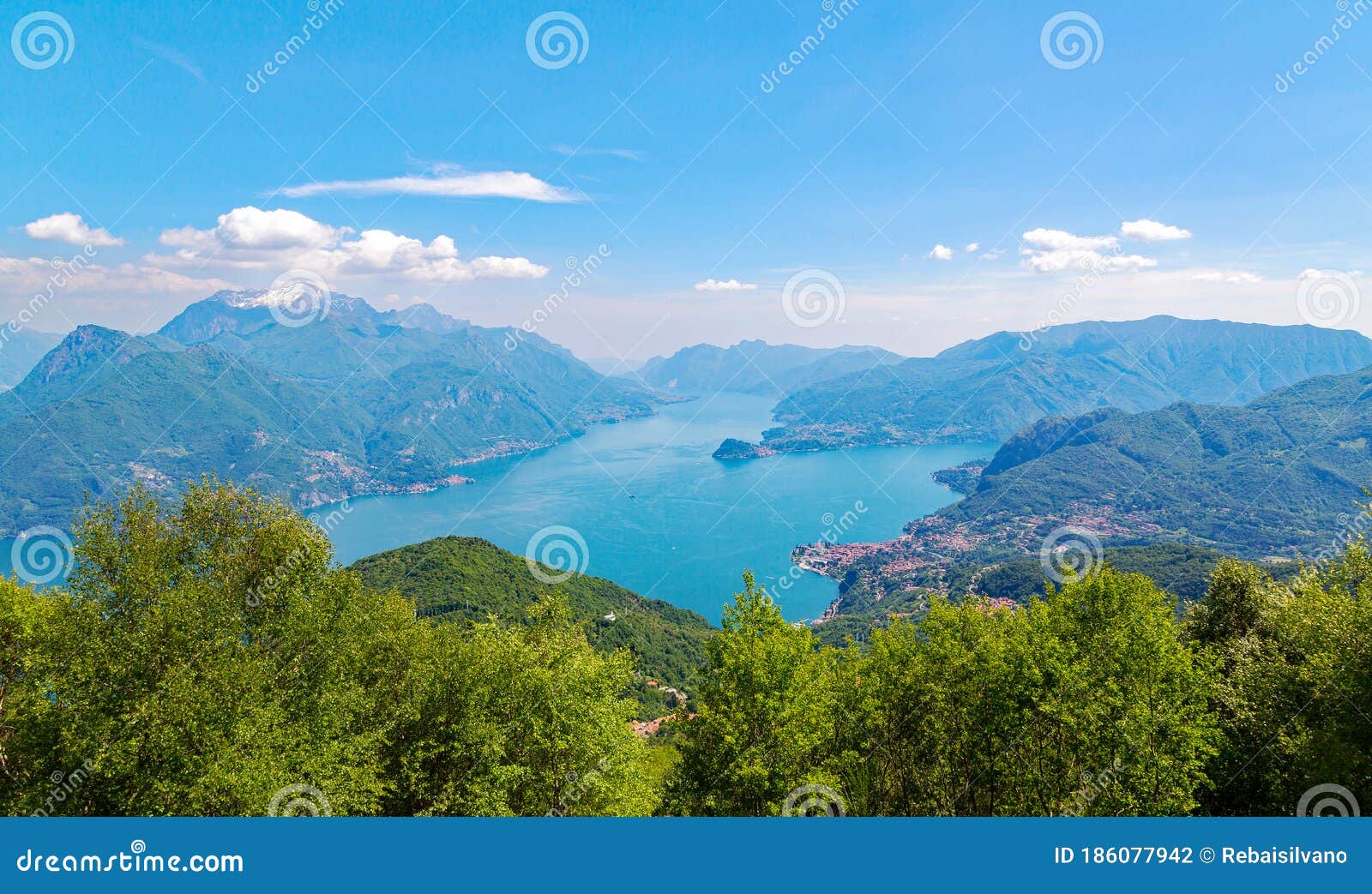 Lake Como it - Panoramic Aerial View of the Central Lake Towards the ...