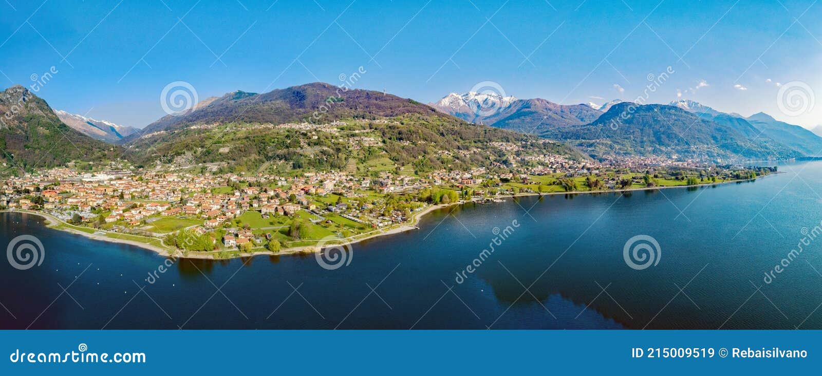 Lake Como it, Panoramic Aerial View of Dongo Stock Image - Image of ...