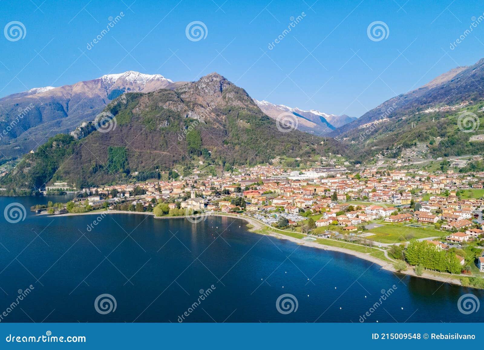 Lake Como it, Panoramic Aerial View of Dongo Stock Photo - Image of ...