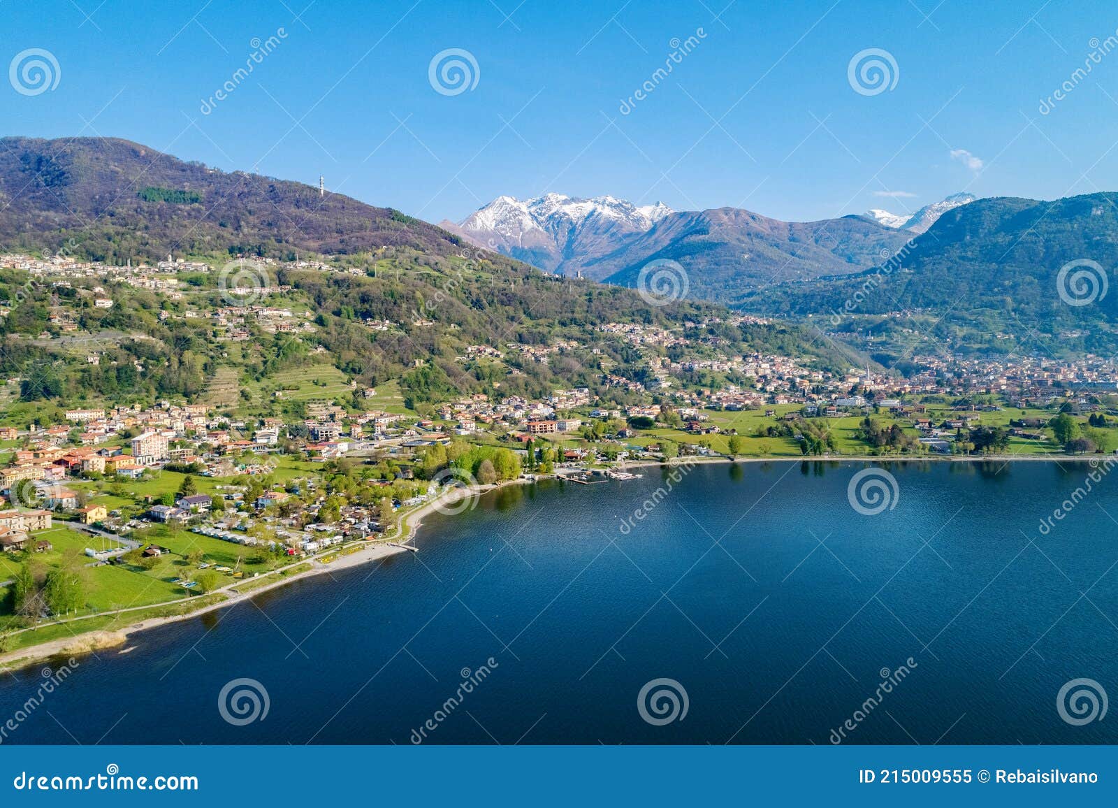 Lake Como it, Panoramic Aerial View of Dongo Stock Image - Image of ...
