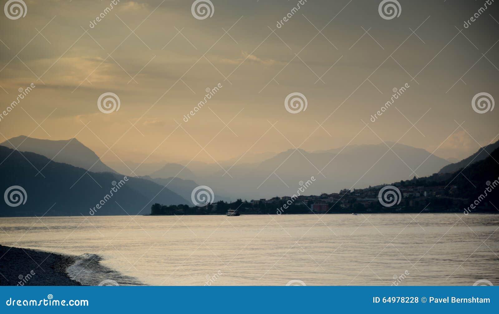 Lake como sunset stock photo. Image of lombardy, view - 64978228