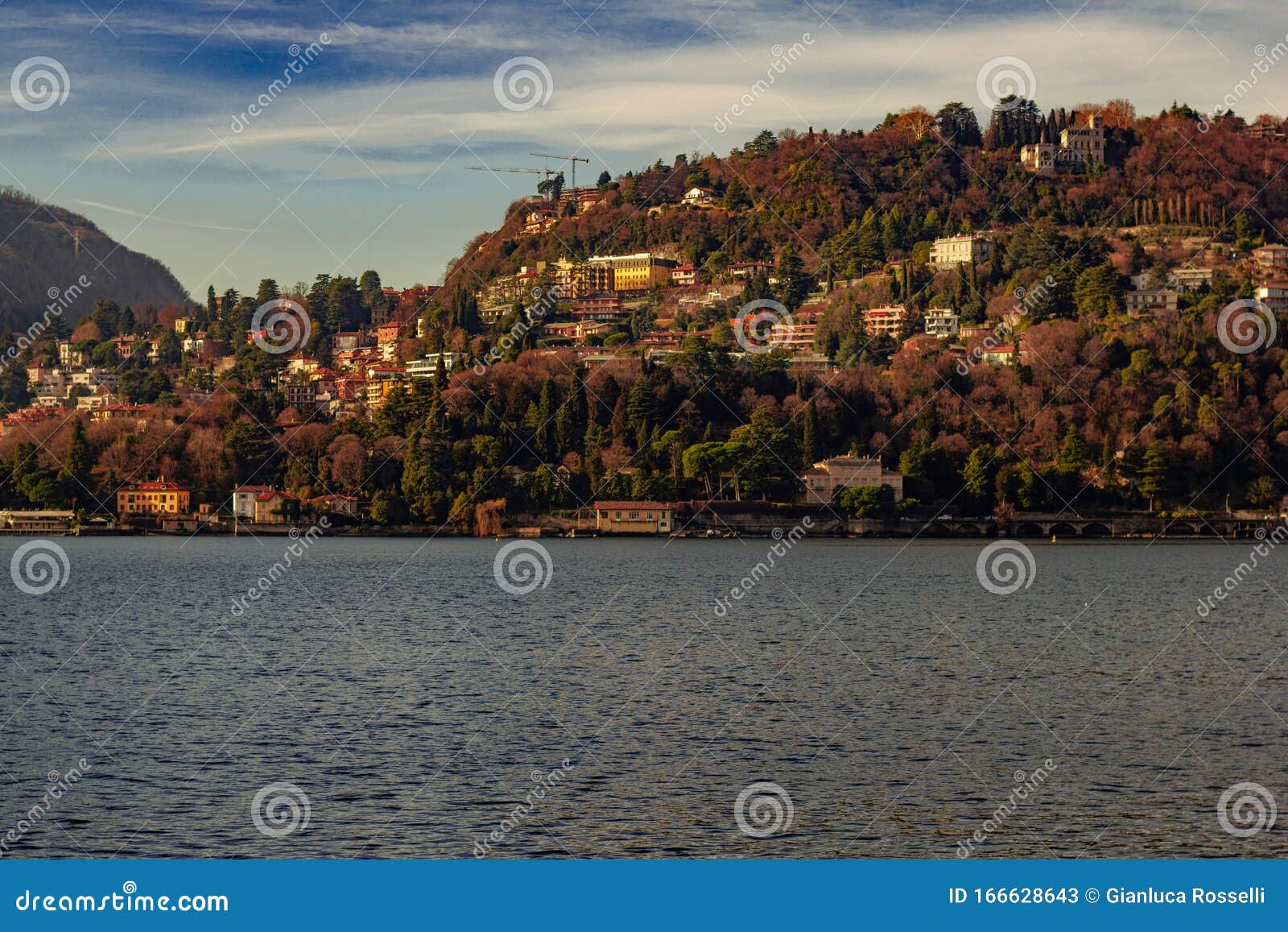 Lake Como during sunset stock image. Image of calm, coast - 166628643