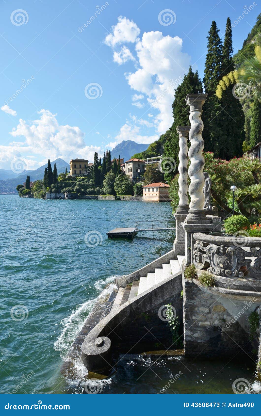 Lake Como from Villa Monastero. Italy Stock Image - Image of column ...