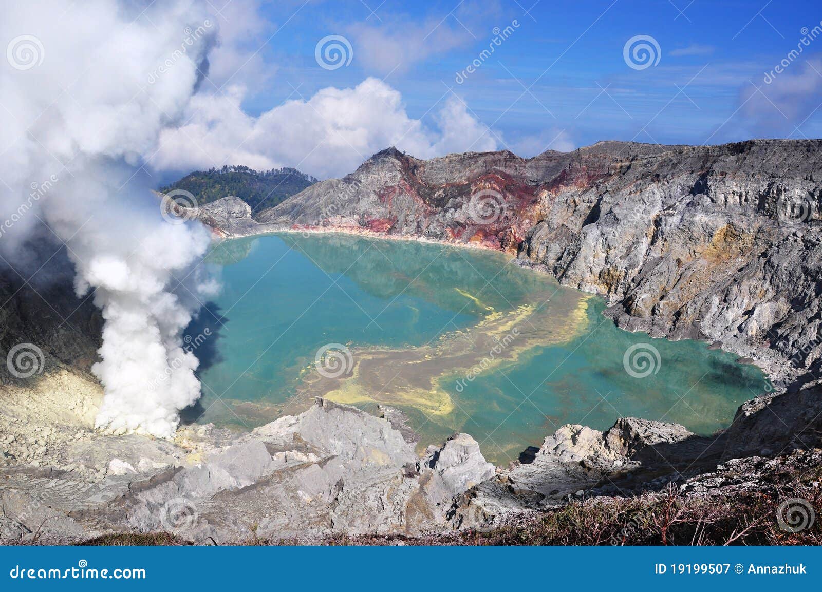 Lake in Crater of Ijen Volcano. Stock Image - Image of horizontal, java ...