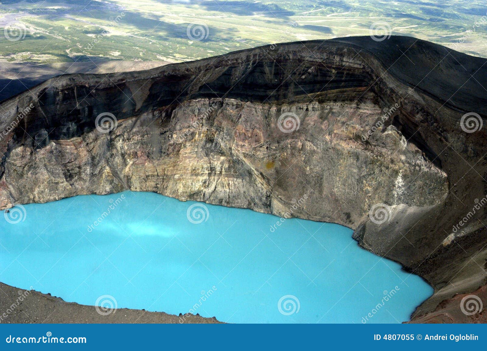 Lake in a Crater of a Volcano from a Window of the Stock Image - Image ...