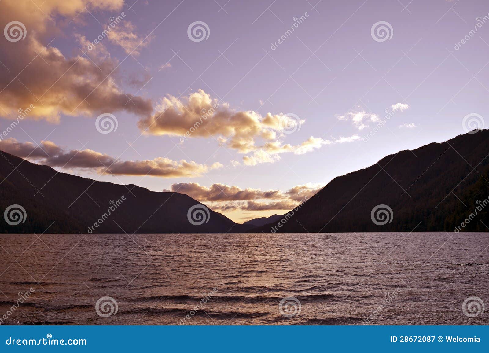 Lake Crescent Sunset stock image. Image of national, wavy - 28672087