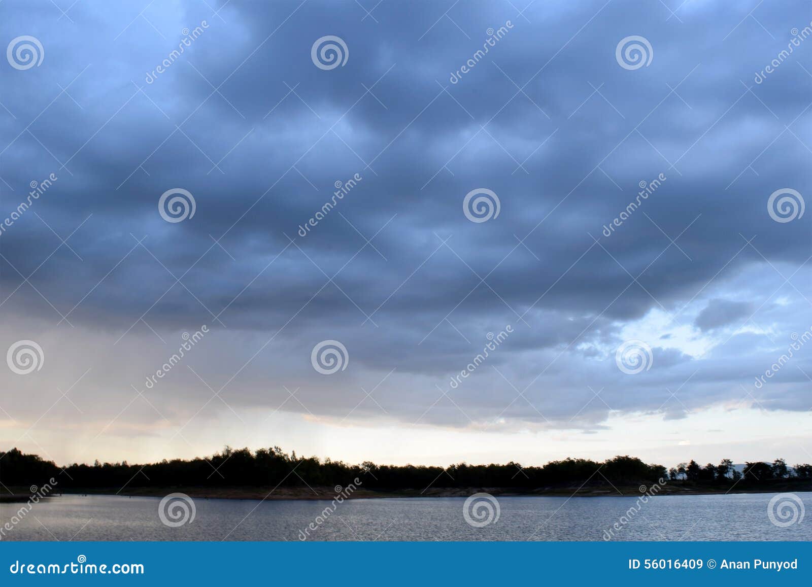 Lake and Dark Blue Stormy Cloudy Sky in Evening Stock Image - Image of ...