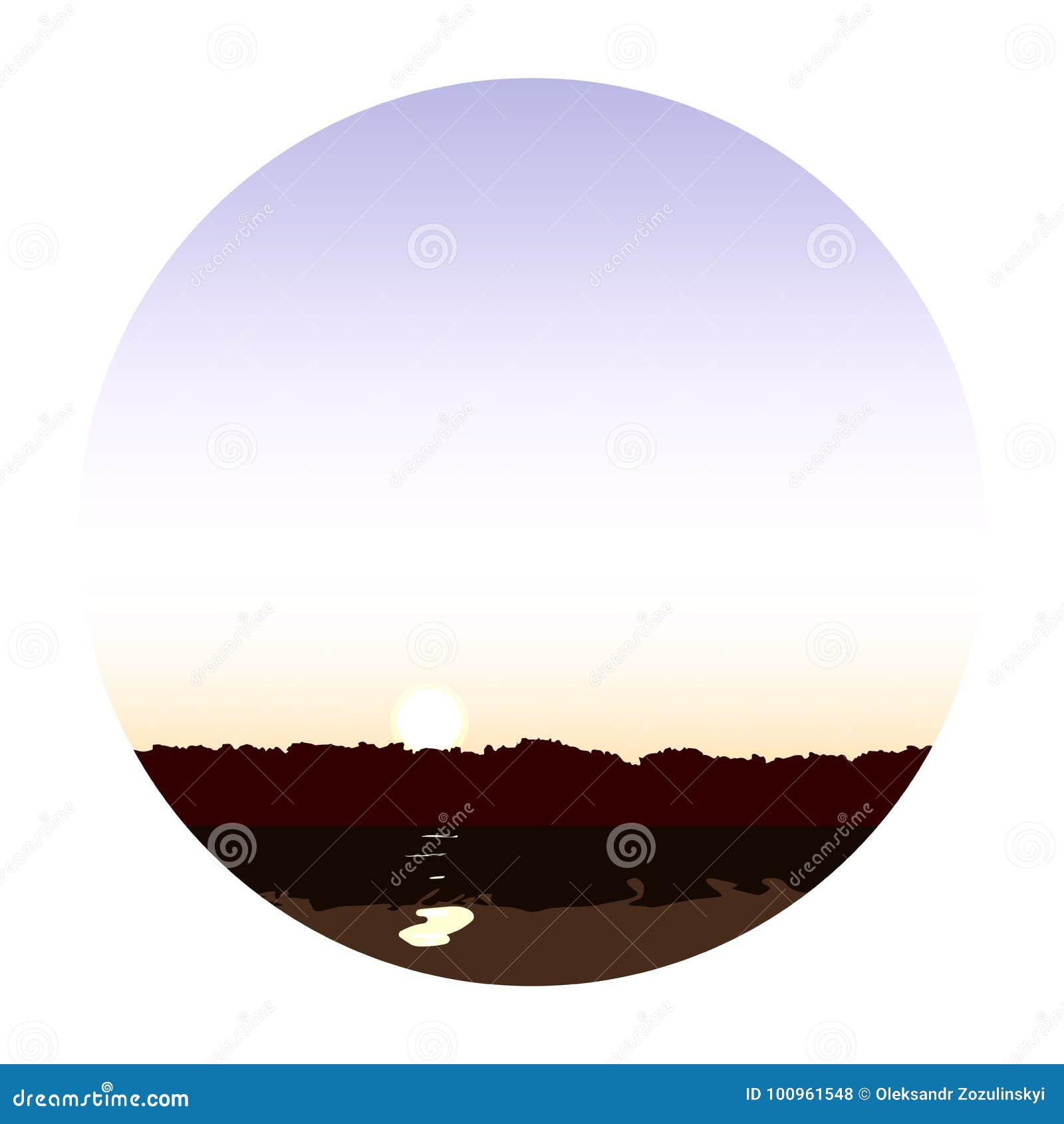 Lake at Dawn. Vector Landscape. Stock Vector - Illustration of ...