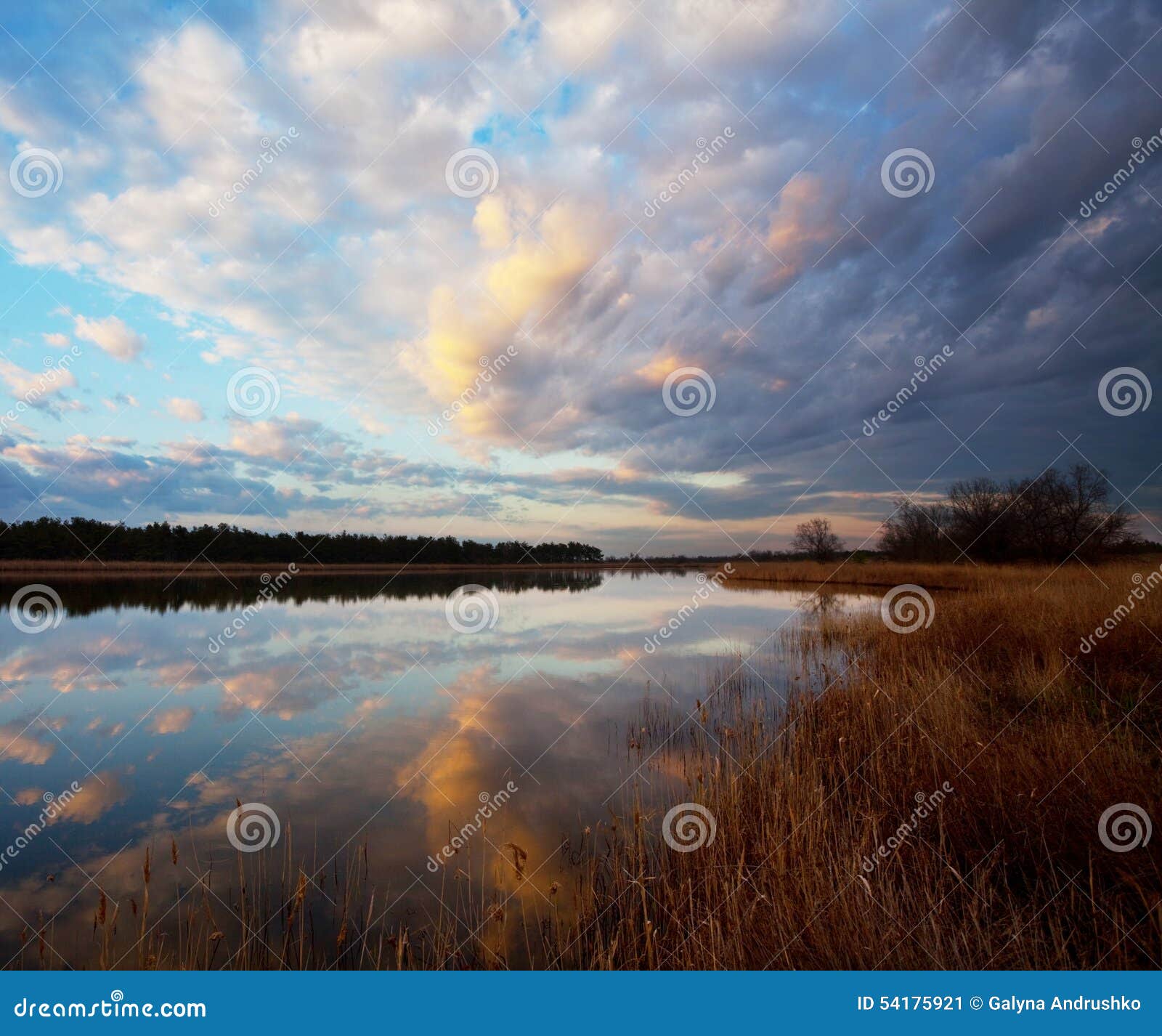 Lake at dawn stock image. Image of sunset, view, water - 54175921