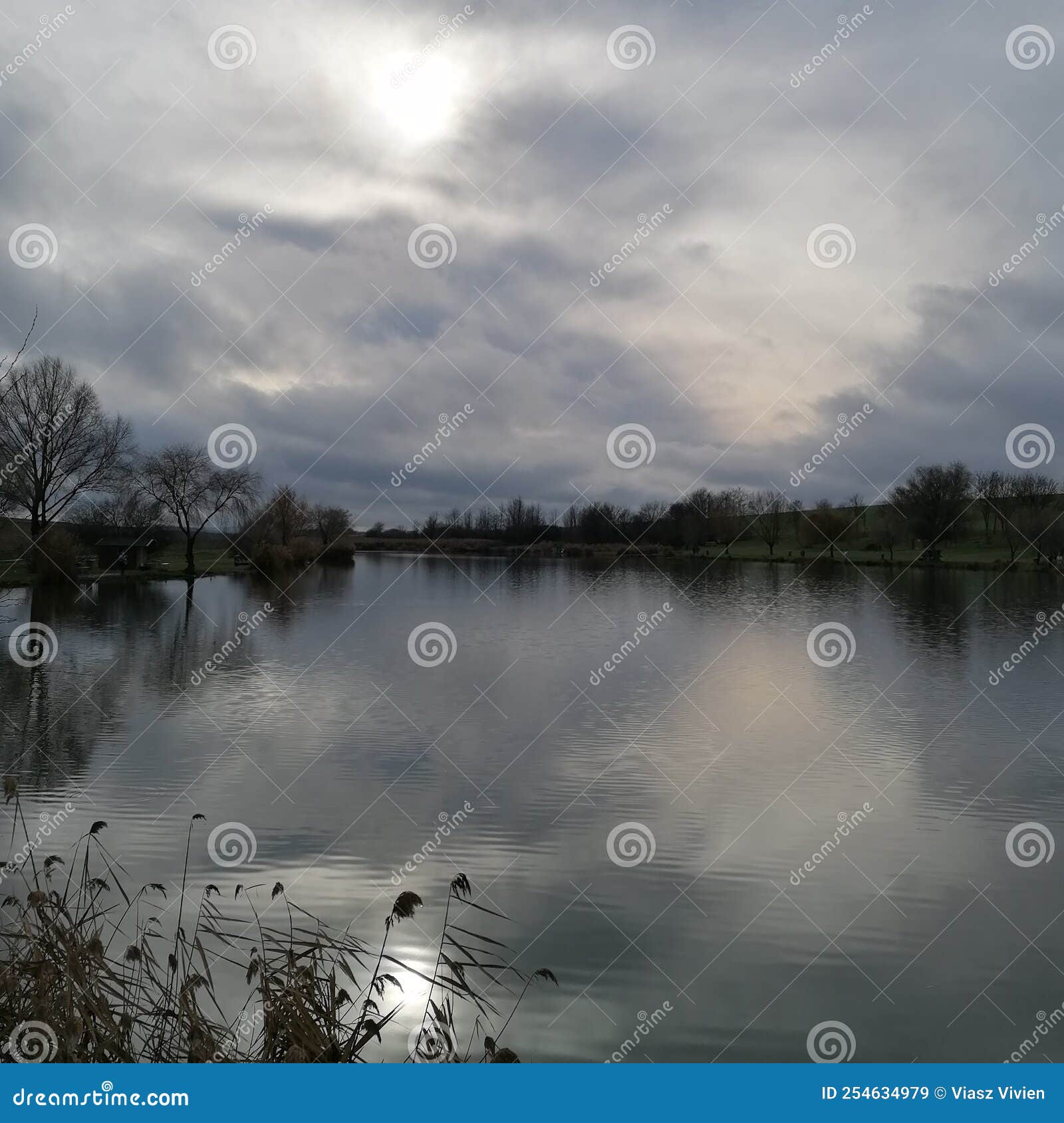 Lake in December, Winter, Cloud, Cold, Fishing Stock Image - Image of ...