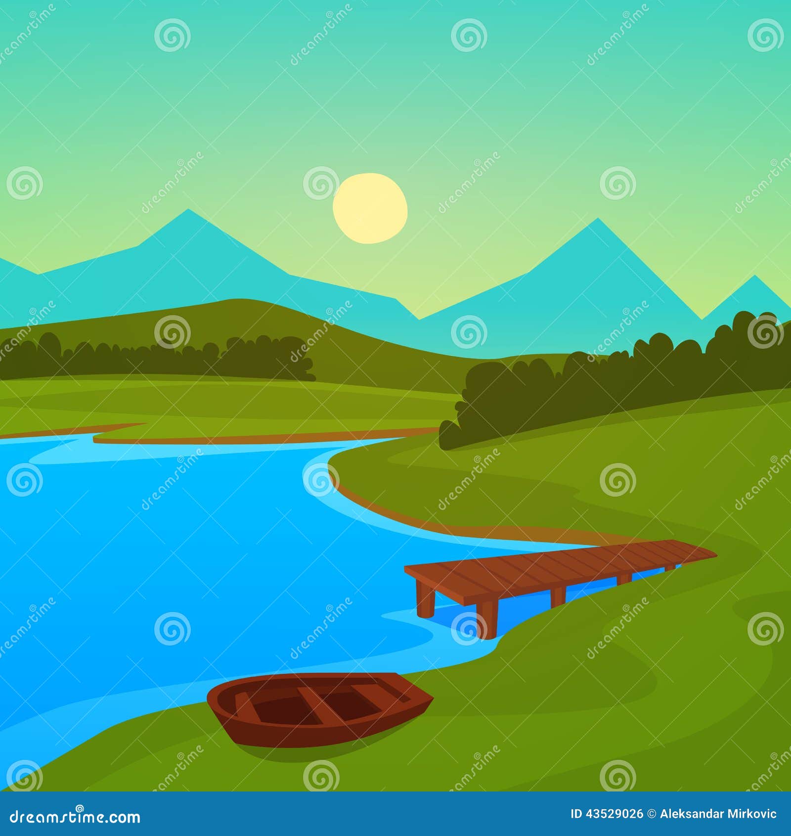 Lake Dock stock vector. Illustration of graphic, clean - 43529026