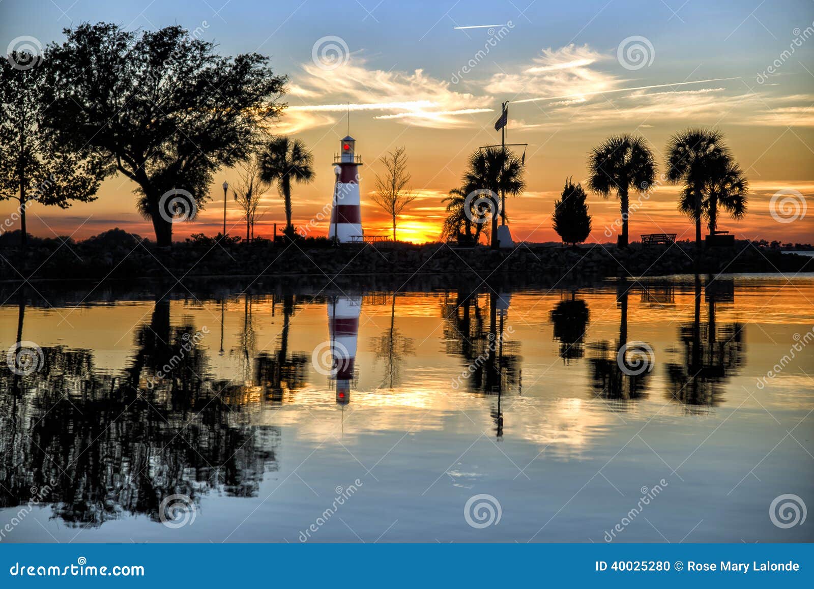 Lake Dora Lighthouse at Sunset Stock Photo - Image of lighthouse, lake ...