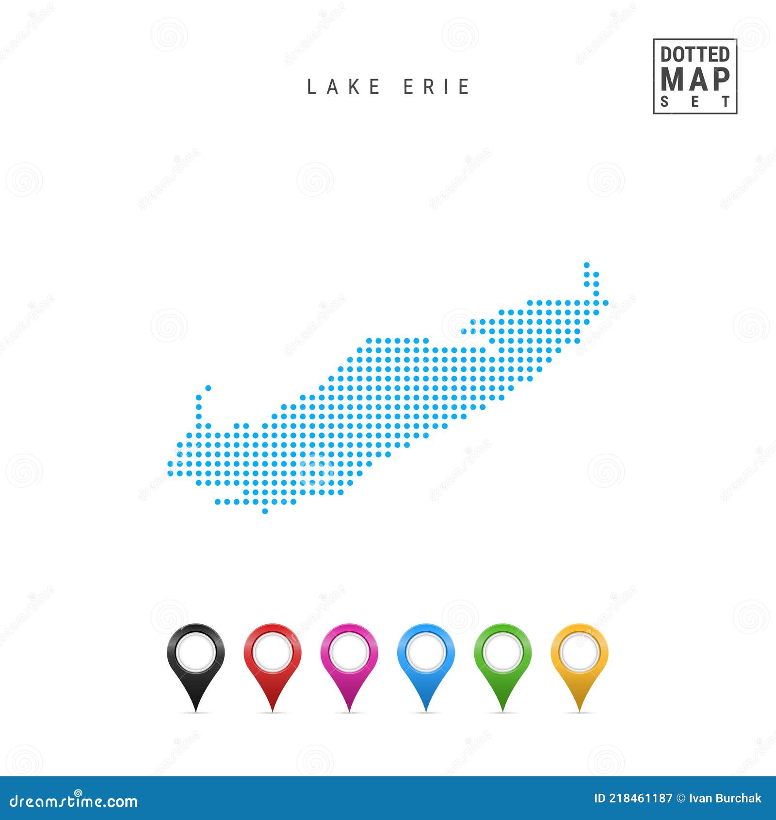 Lake Erie Dots Pattern Vector Map. Stylized Silhouette of Lake Erie ...