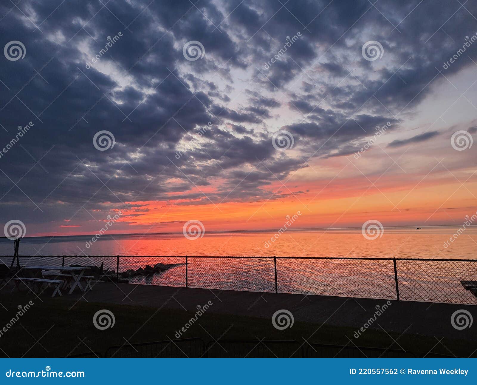 Lake Erie Sunset stock photo. Image of sunlight, sunrise - 220557562