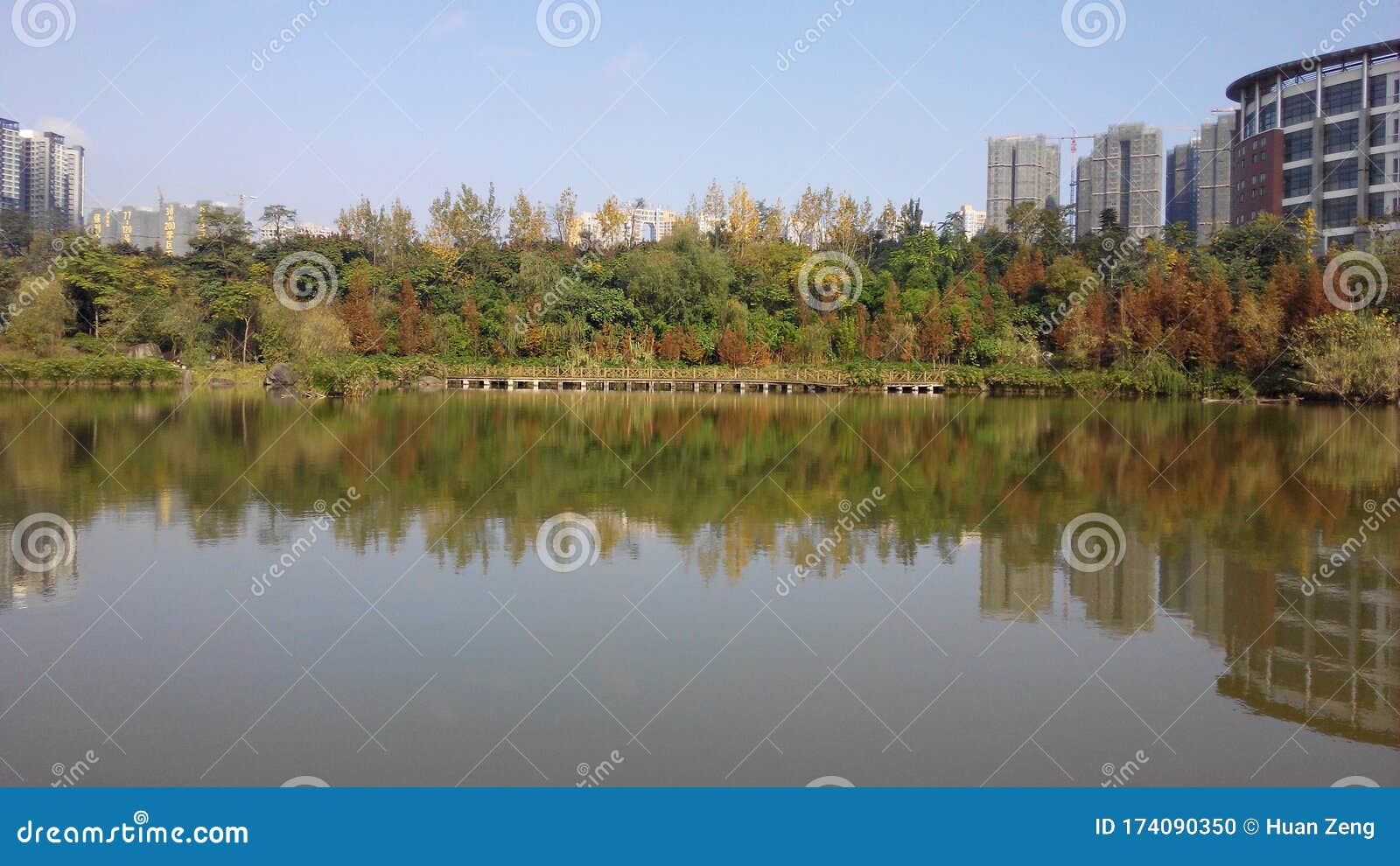 Lake in Front of the Library of Sichuan Normal University Stock Photo ...