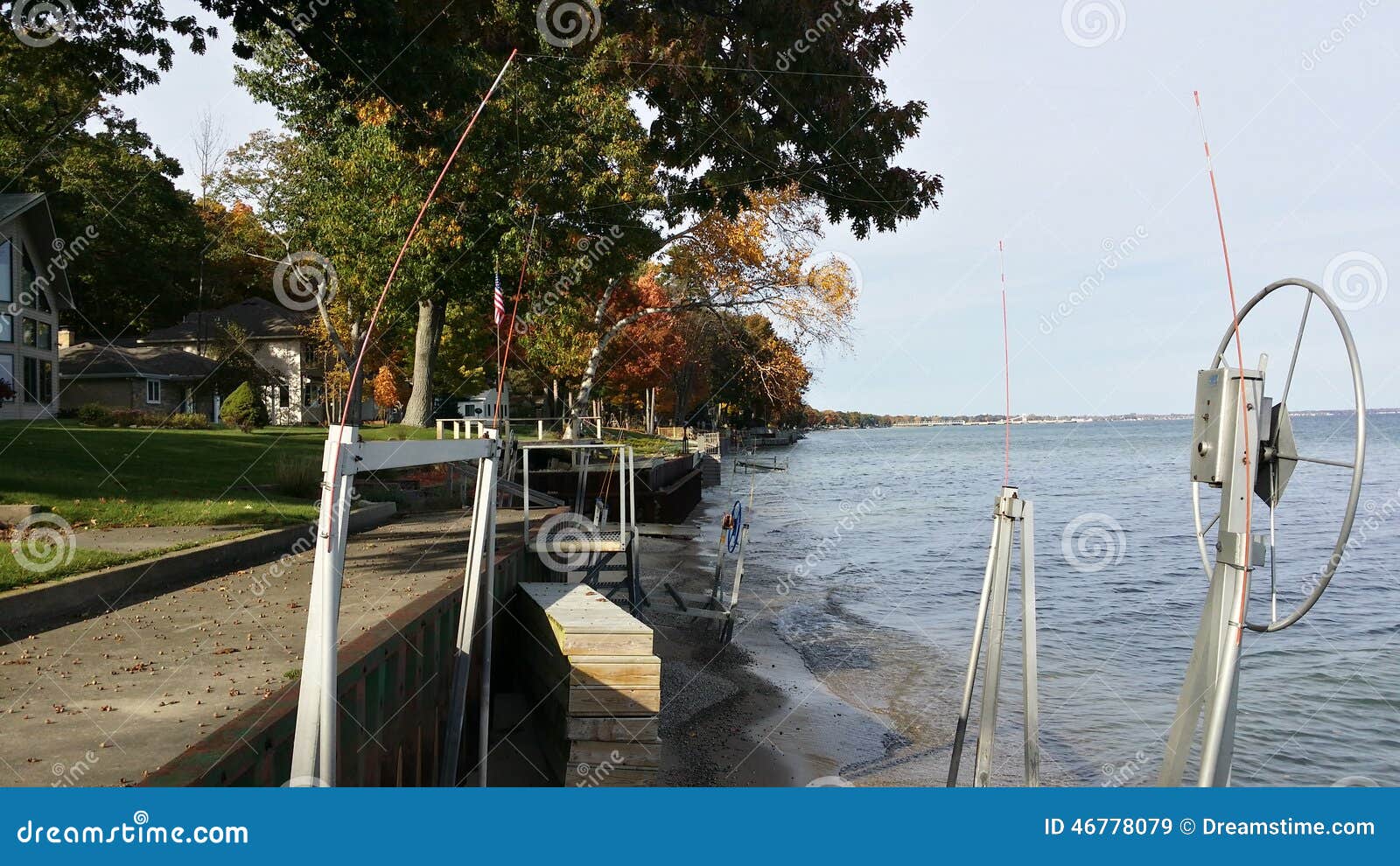 Lake Front View from Our Cottage Stock Image - Image of tree, vehicle ...
