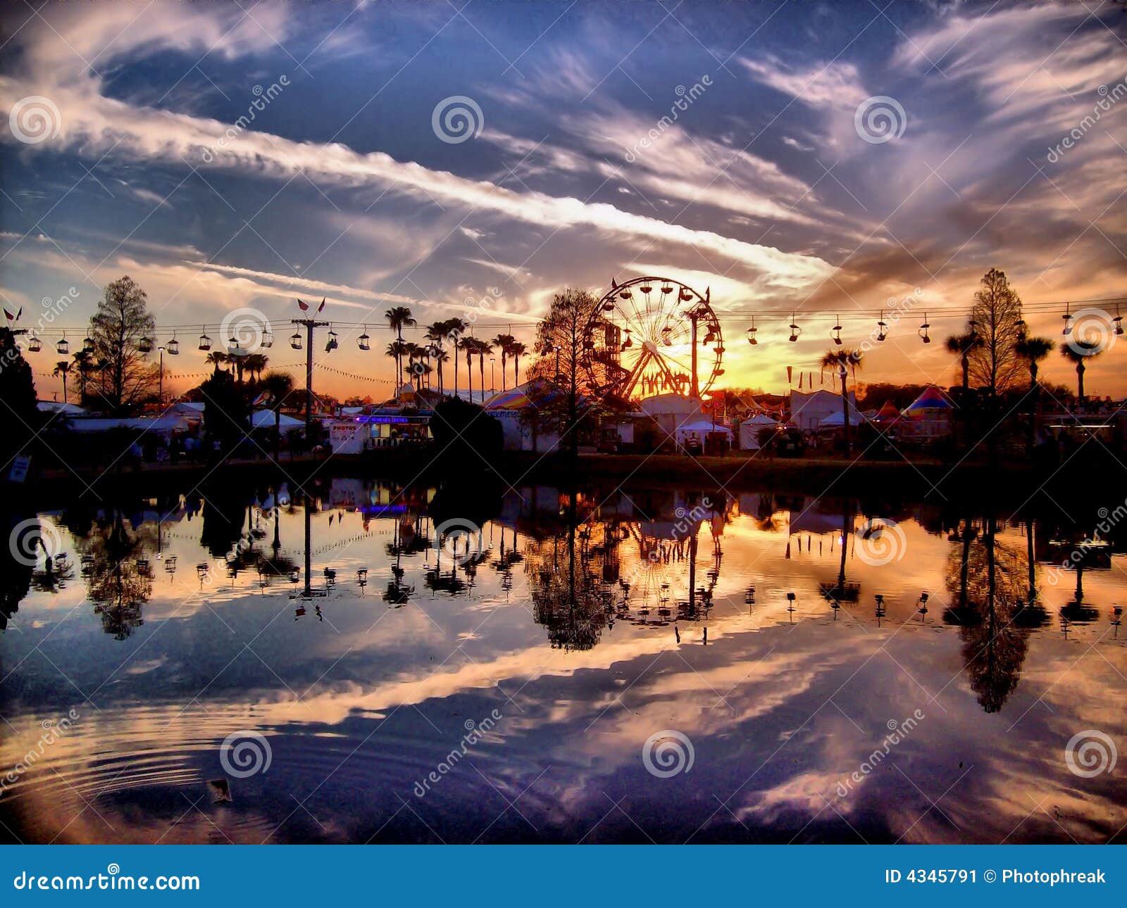 Lake and funfair stock image. Image of clouds, banks, holiday - 4345791