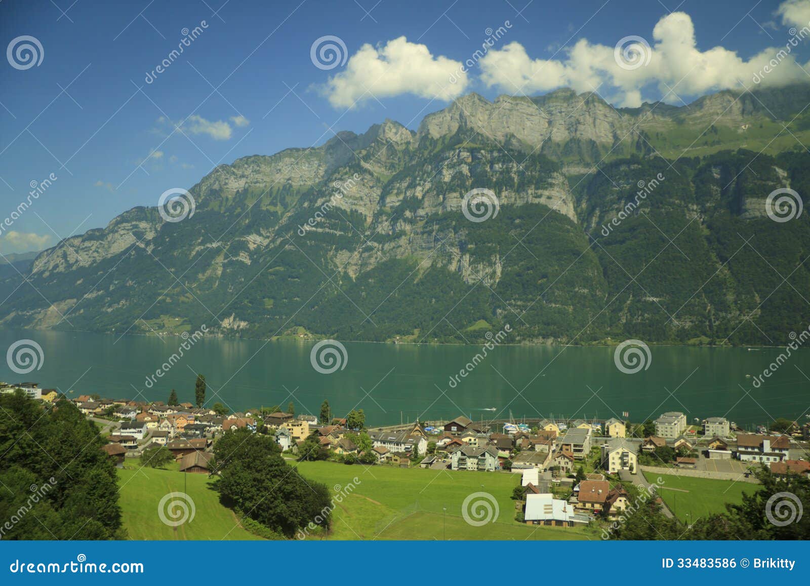 Lake Geneva on a Background of the Alps Stock Photo - Image of trees ...