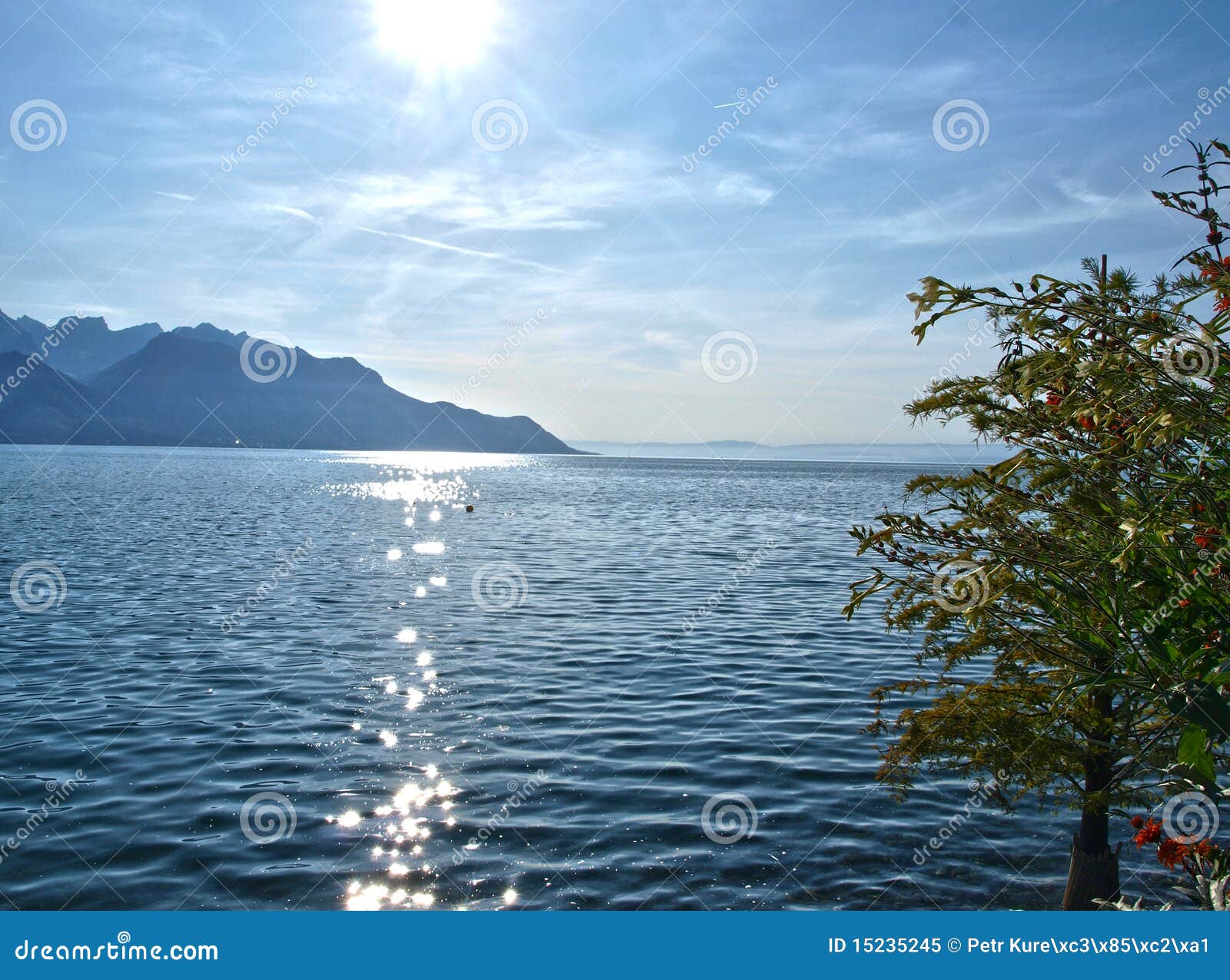 Lake Geneva / Sun stock image. Image of travel, natur - 15235245