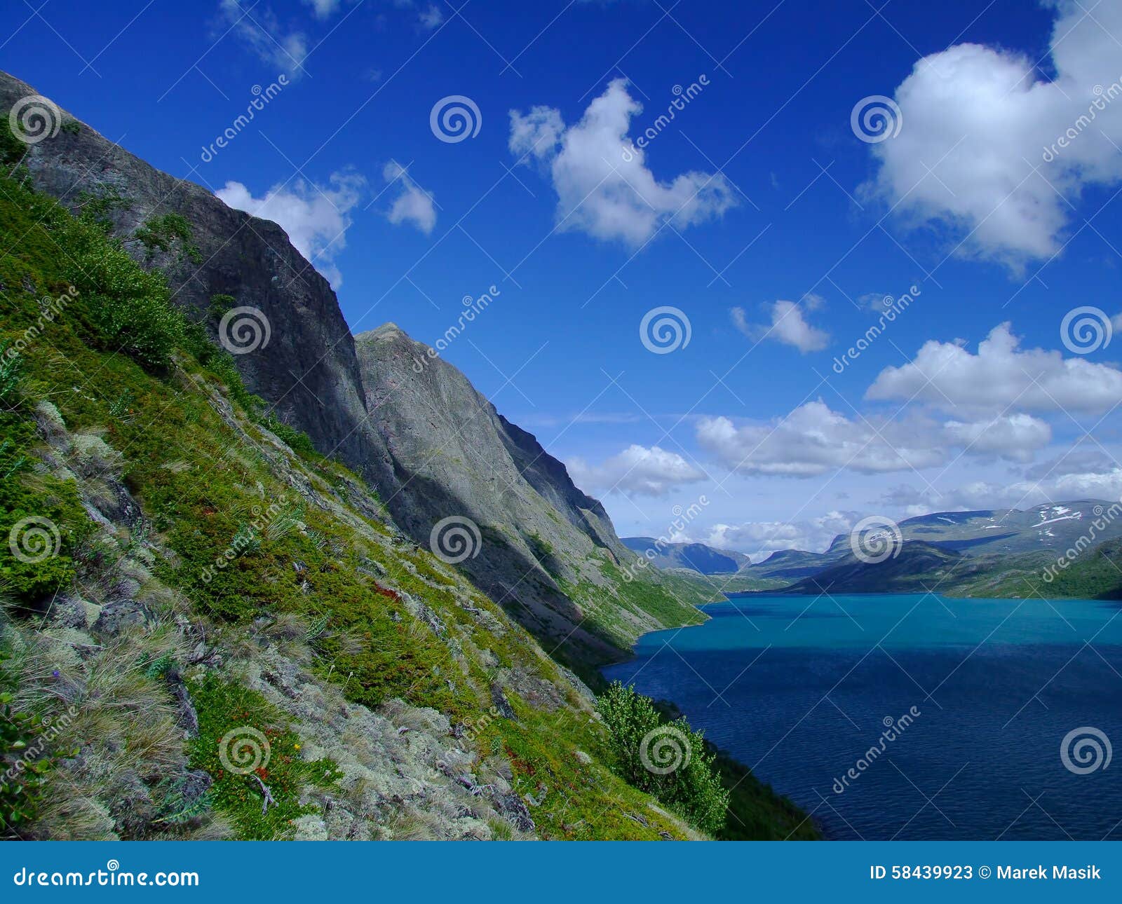 Lake Gjende stock image. Image of bright, dramatic, mountain - 58439923