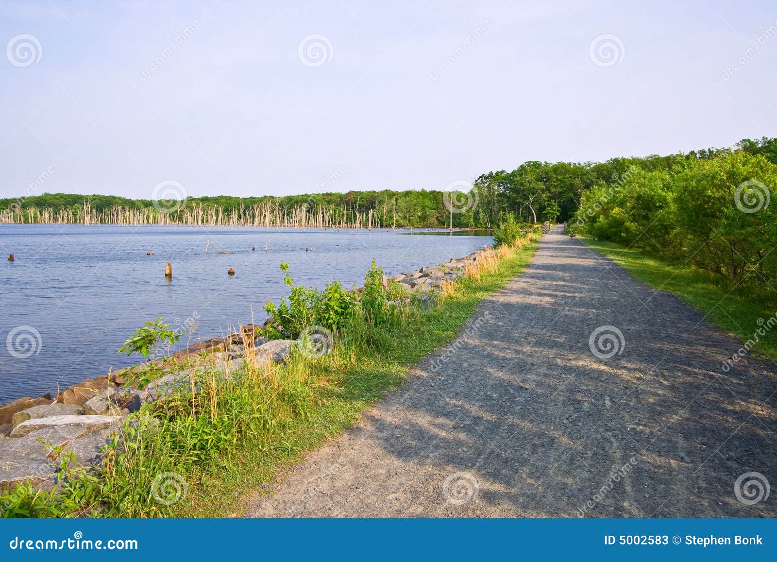 Lake and Gravel Road stock image. Image of reservoirs - 5002583