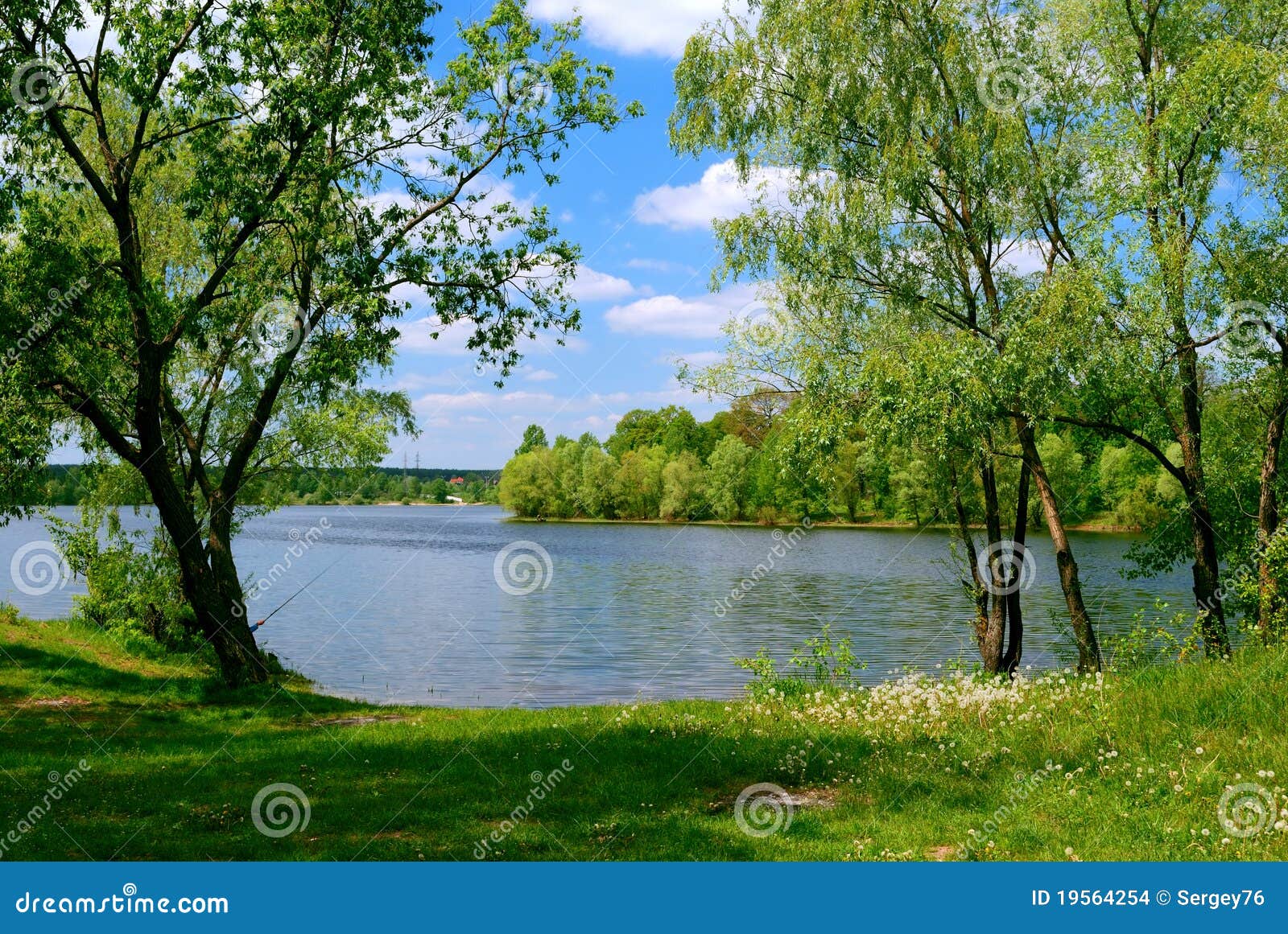 Lake and green trees stock photo. Image of river, lush - 19564254