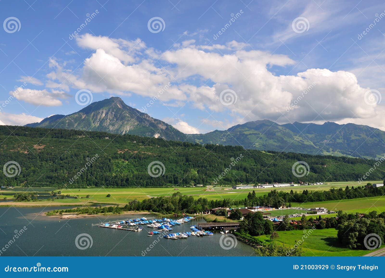 Lake Harbour Under Stanserhorn Peak, Switzerland Stock Image - Image of ...