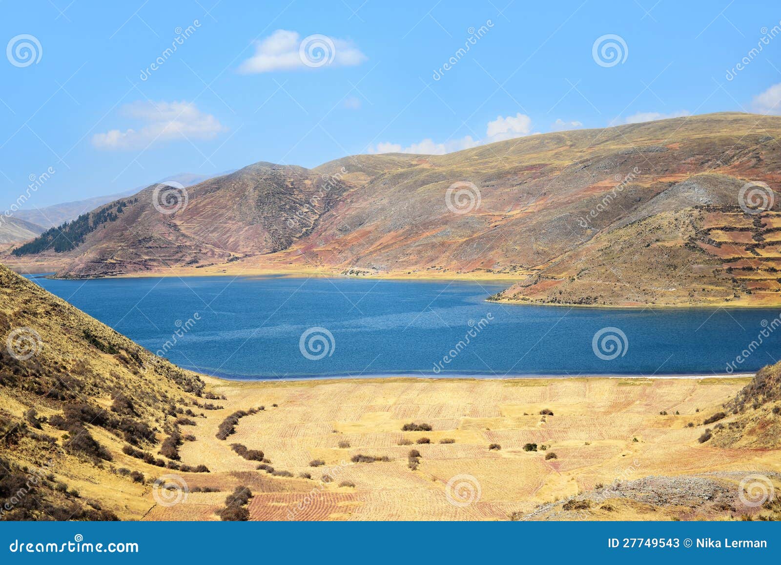 Lake and hills in Peru stock image. Image of yellow, hills - 27749543