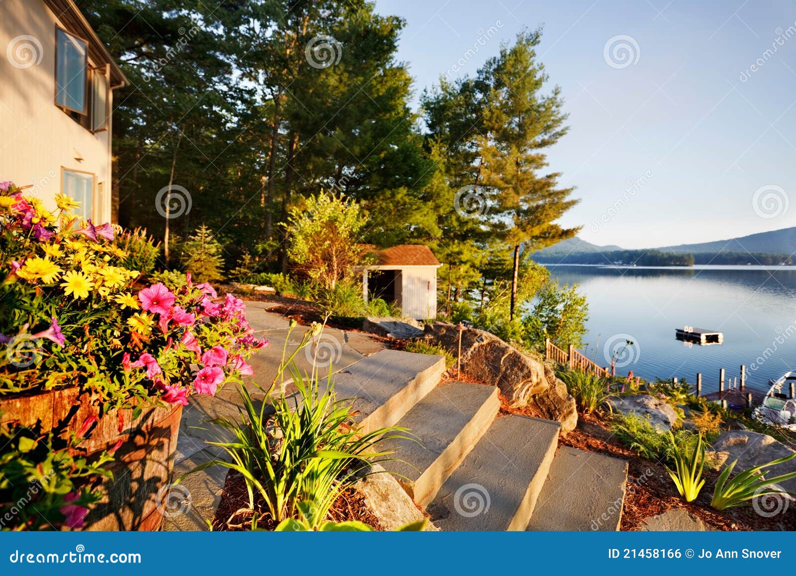 Lake house sunrise stock photo. Image of sunrise, dock - 21458166