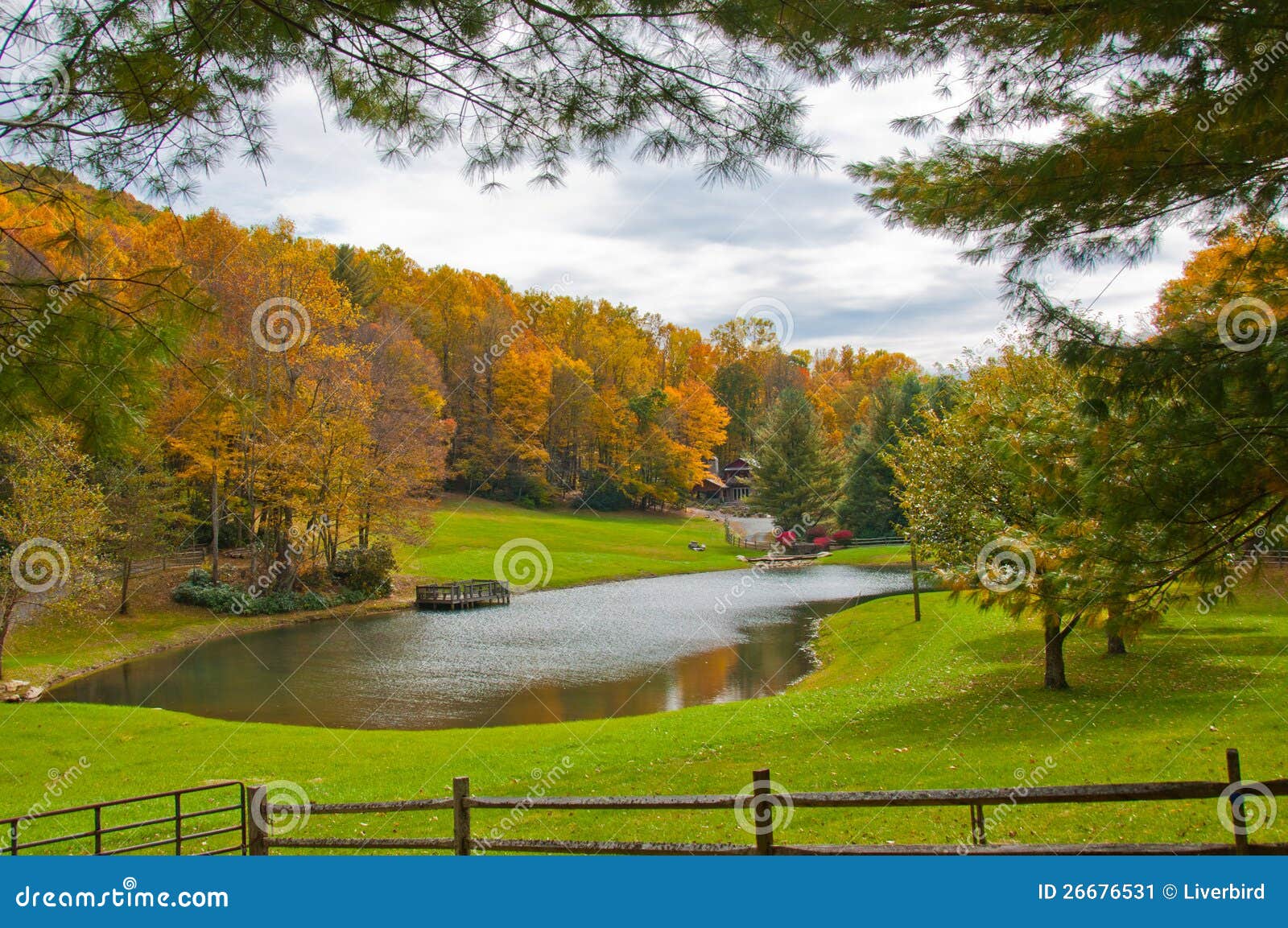 Lake House Surrounded by Fall Foliage Stock Image - Image of outdoor ...