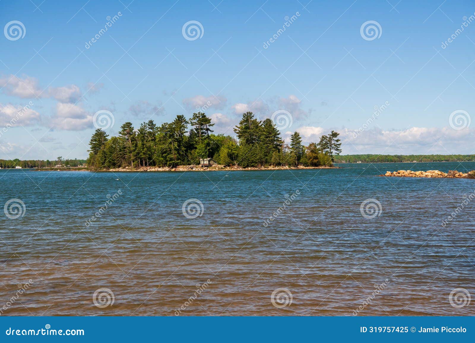 Lake Huron with Island in Summer Sun Stock Image - Image of island ...