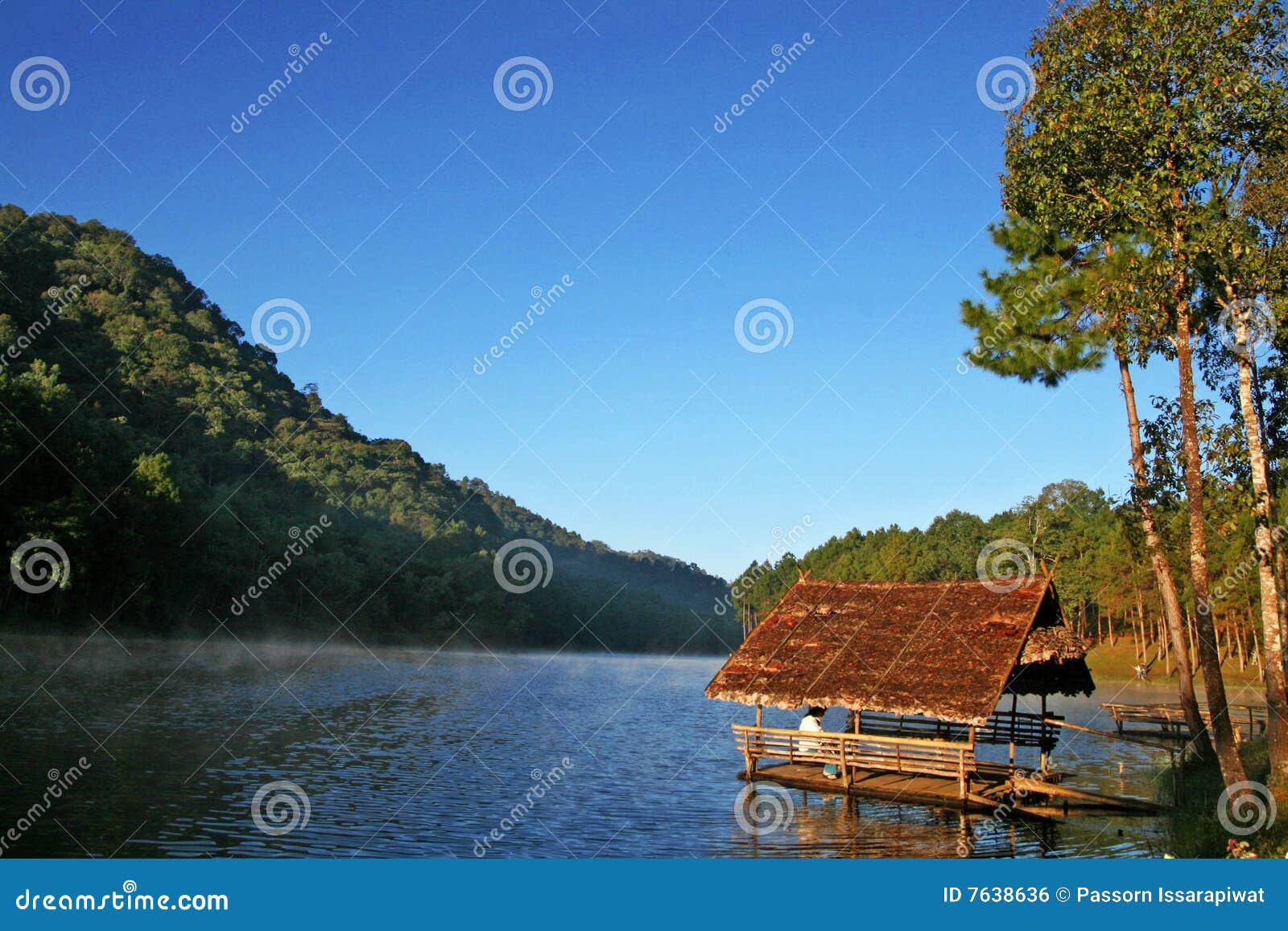 The Lake Hut stock photo. Image of morning, nature, human - 7638636