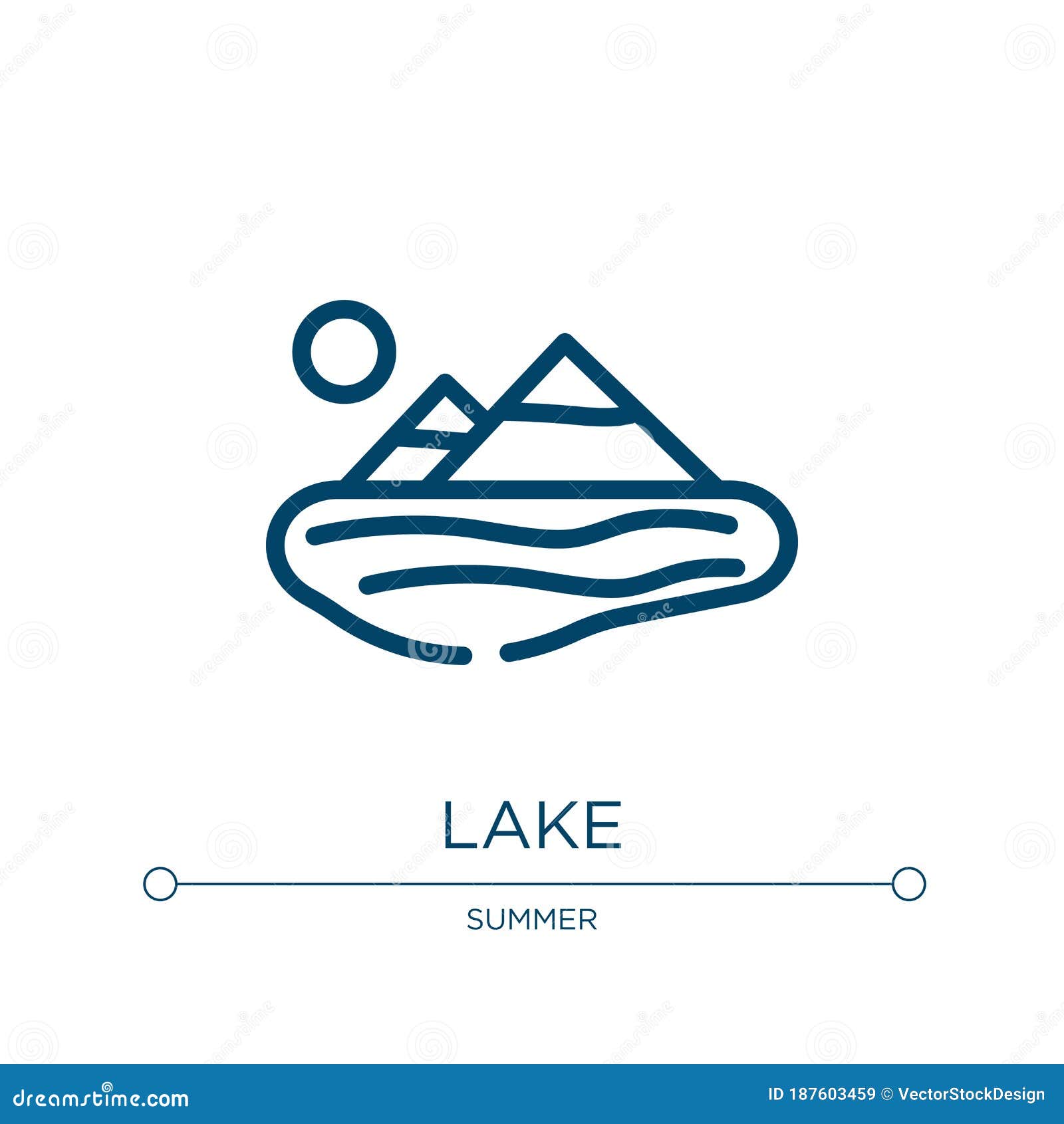 Lake Icon. Linear Vector Illustration from Summer Collection. Outline ...