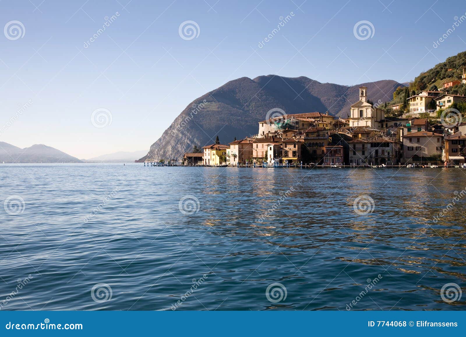 Lake Iseo, Italy stock photo. Image of town, peschiera - 7744068