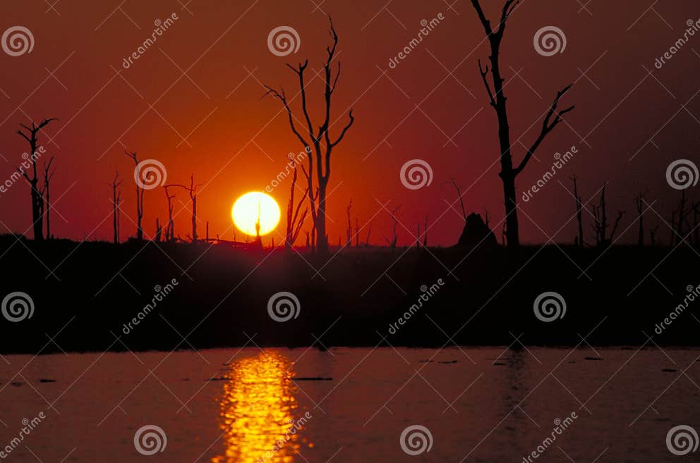 Lake Kariba sunset stock image. Image of sunset, fireball - 6231101