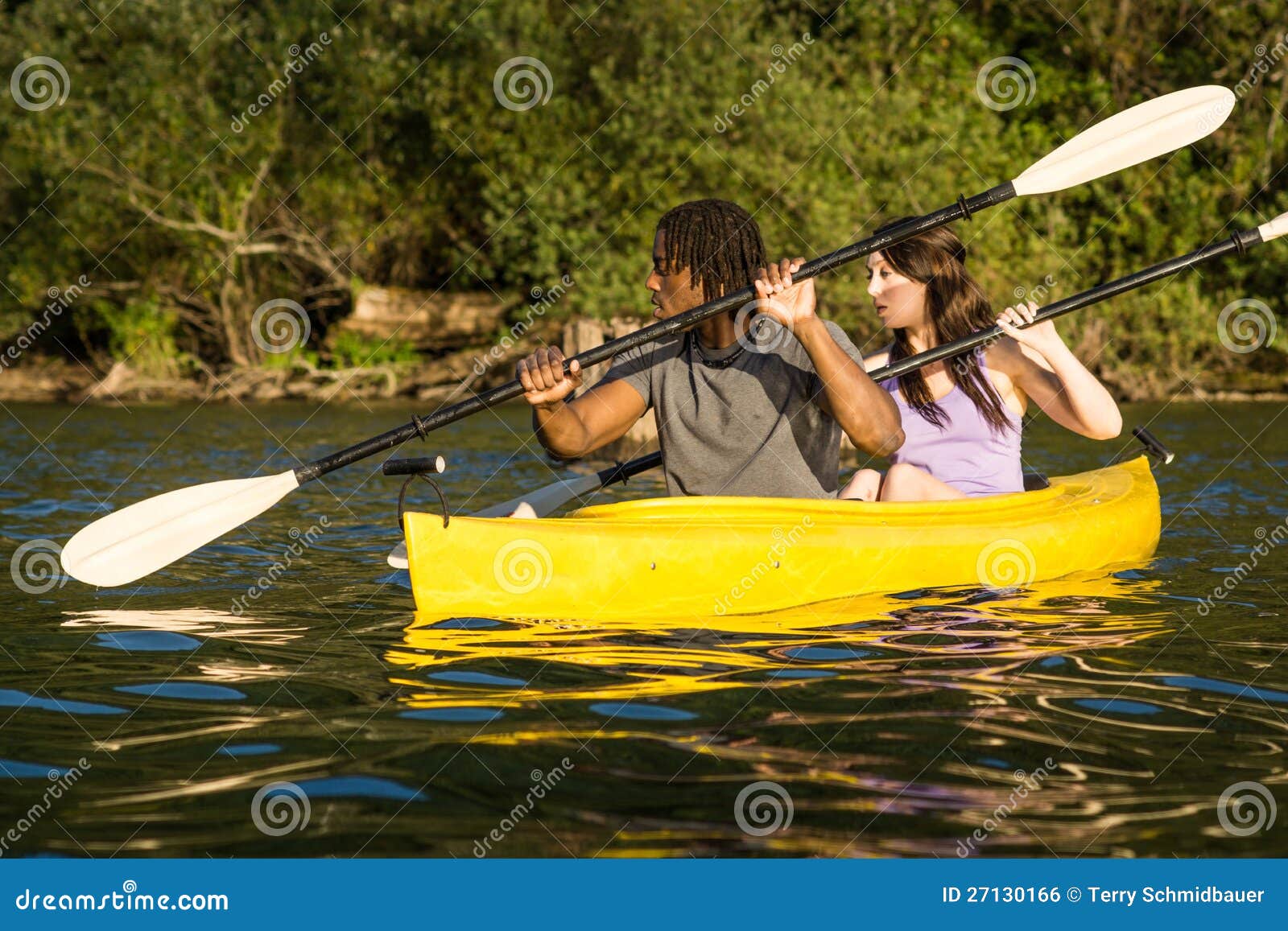 Lake Kayaking Couple stock photo. Image of boat, outdoors - 27130166