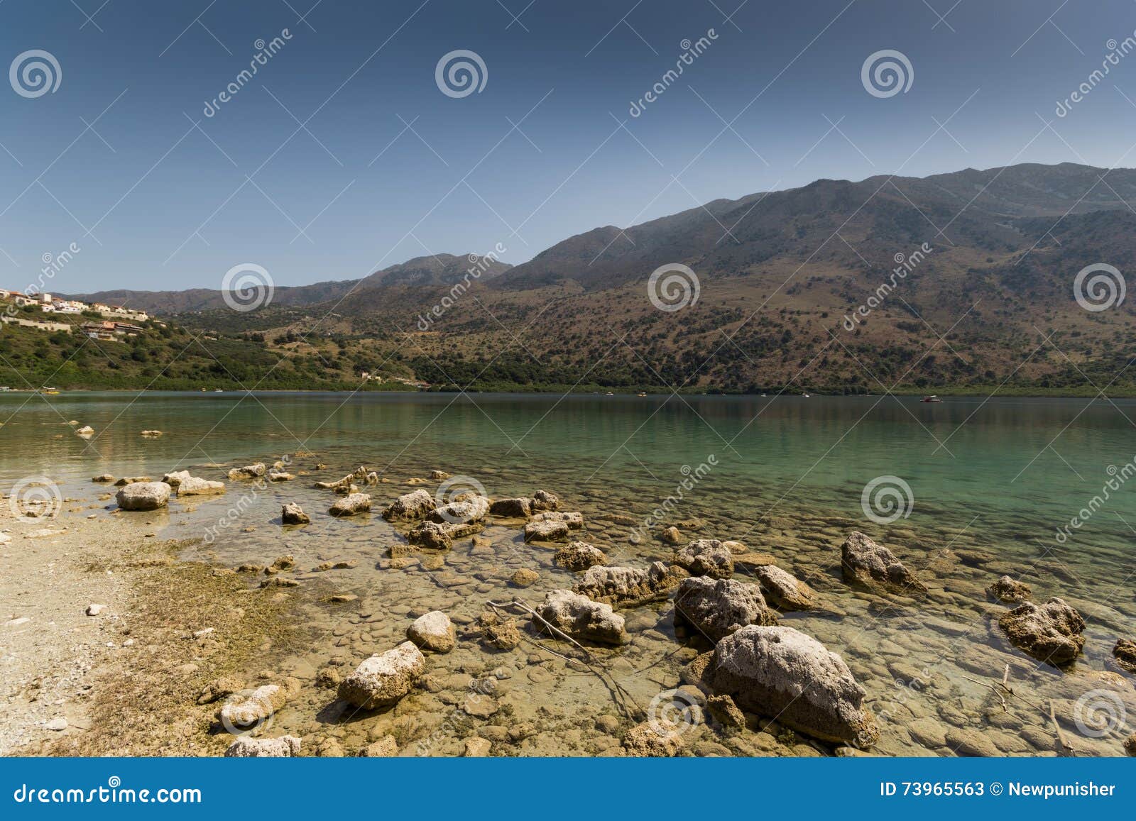 The Lake Kourna Crete. stock image. Image of blue, flat - 73965563