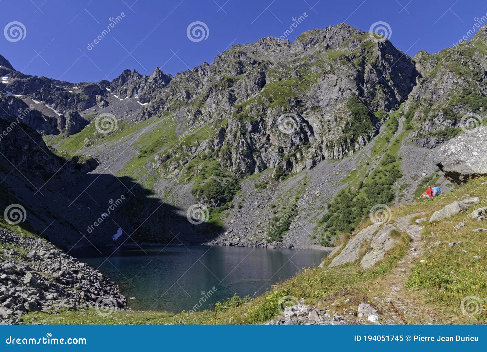 The Lake, Lac De Crop Surrounded by a Huge Mountain Circus Stock Image ...