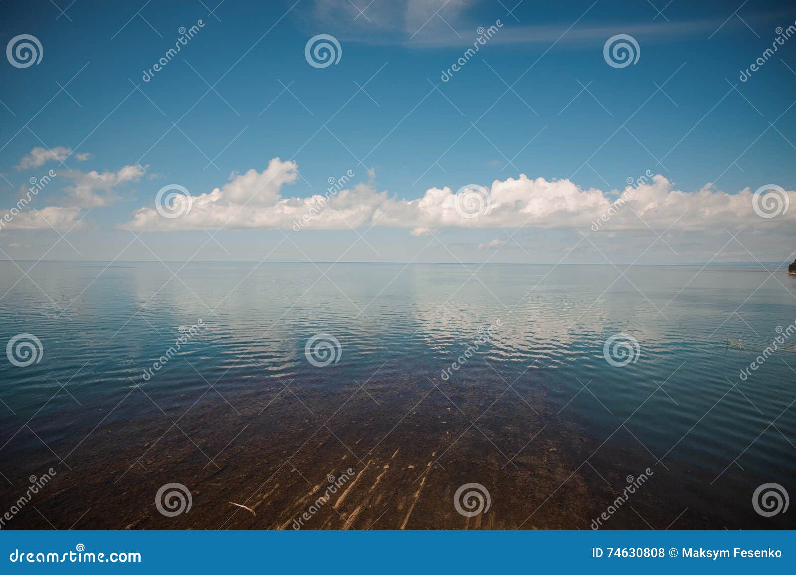 Lake Landscape with Cloud Reflections Stock Photo - Image of beautiful ...