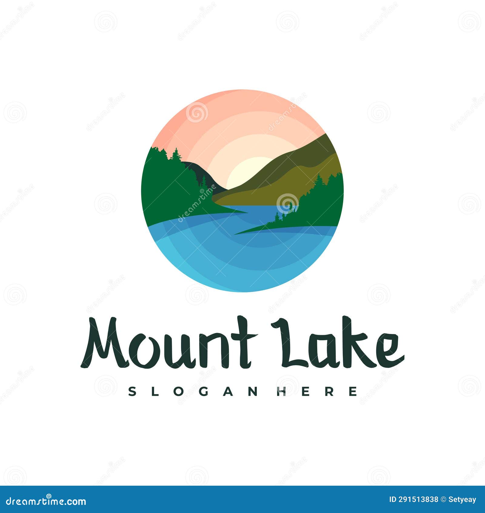Lake Logo Design Template. Mount Lake Vector Illustration Stock Vector ...