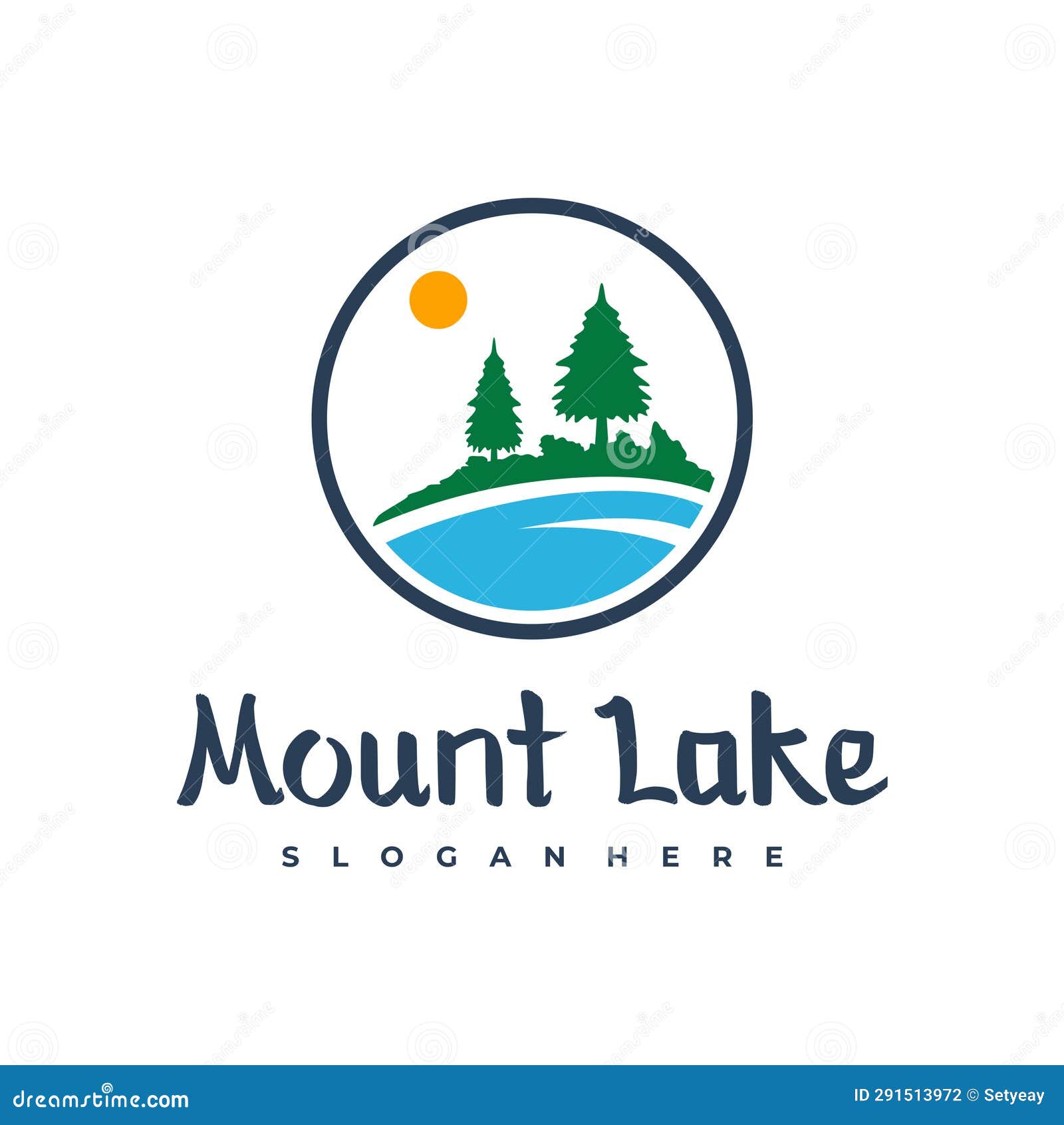 Lake Logo Design Template. Mount Lake Vector Illustration Stock Vector ...