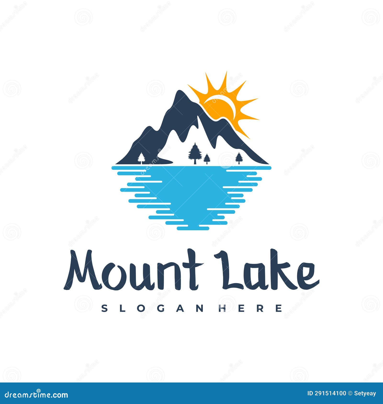 Lake Logo Design Template. Mount Lake Vector Illustration Stock Vector ...