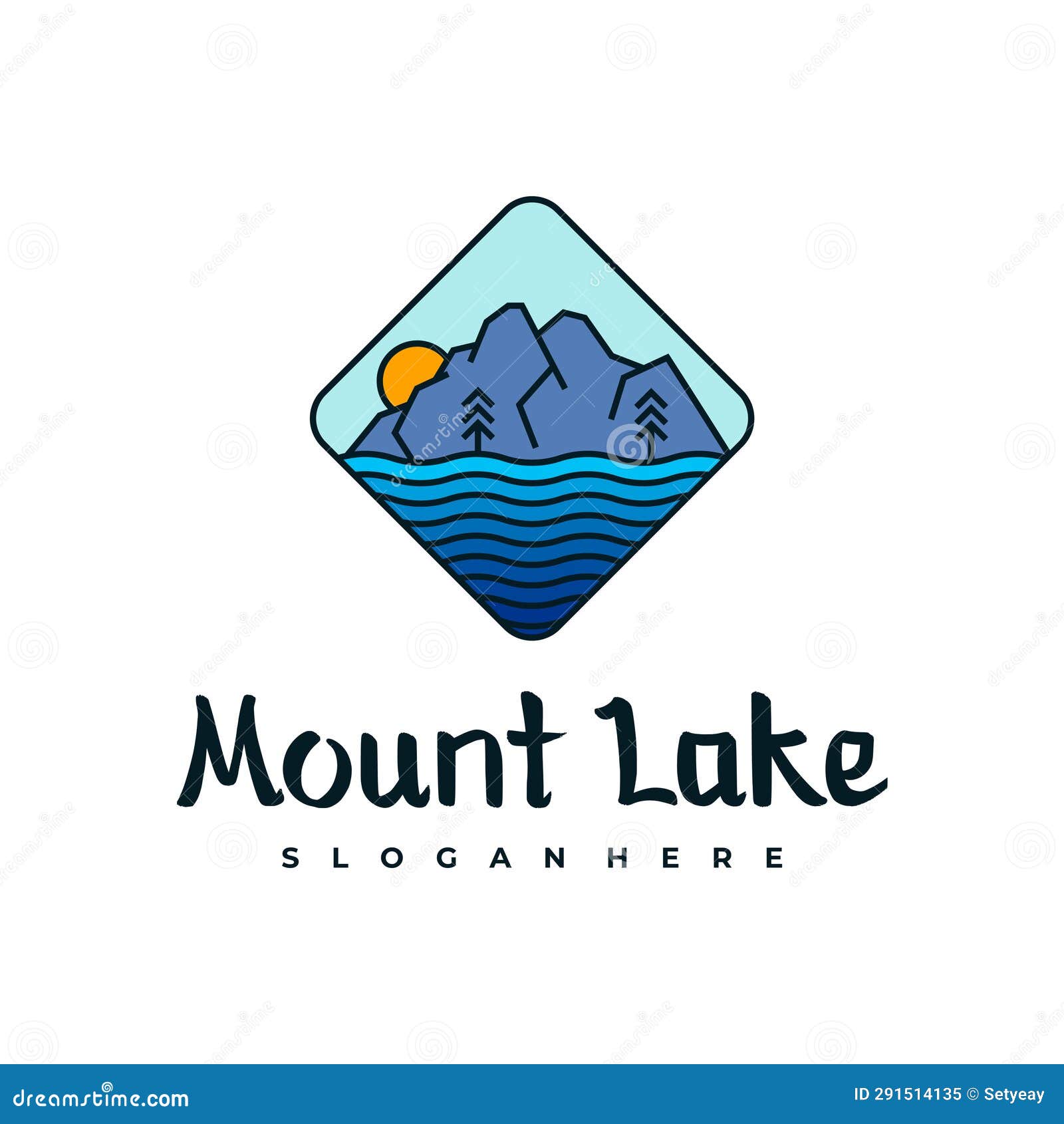 Lake Logo Design Template. Mount Lake Vector Illustration. Badge Design ...