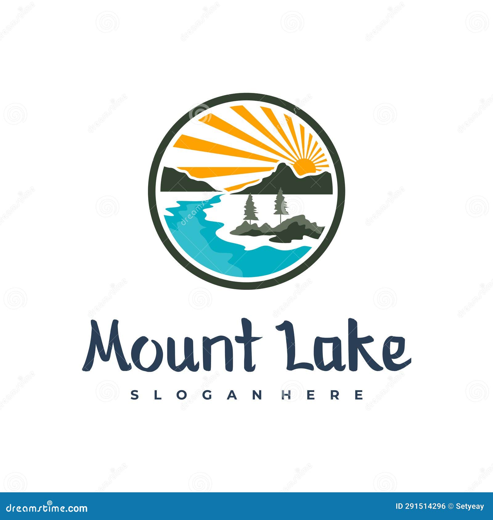 Lake Logo Design Template. Mount Lake Vector Illustration Stock Vector ...