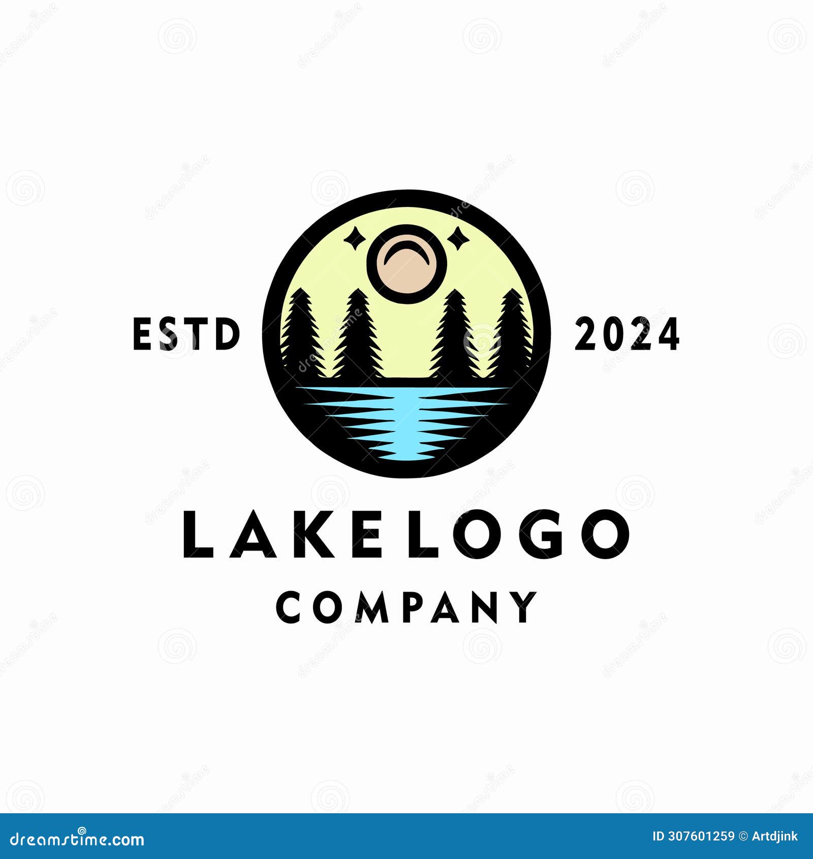 Lake Logo Flat Vector, River Icon Symbol, Forest Creative Vintage ...
